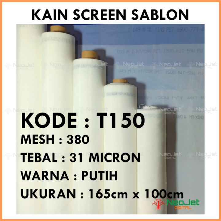 Kain Screen Sablon Manual T150 Putih Lebar 165 cm Mesh 380 31 micron ...