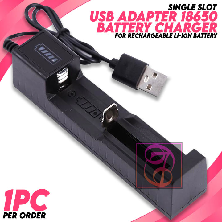 Universal 1-Slot USB Adapter Battery Charger For Rechargeable 18650 Li ...