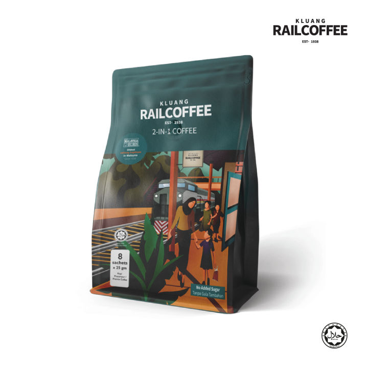 2-in-1 Original Kluang Rail Coffee (No Sugar Added) [8 sachets x 25gm ...