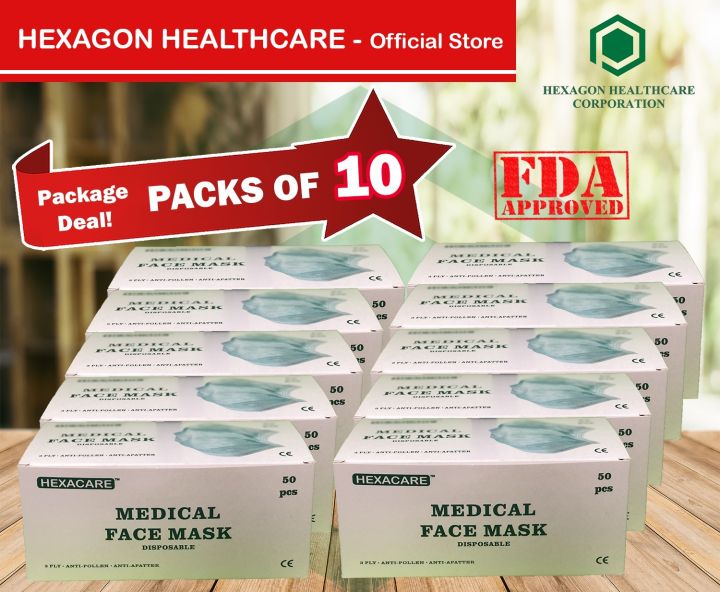 DFM01B10L - Disposable (HEXACARE) Face Mask, Bundle of 10 | Lazada PH