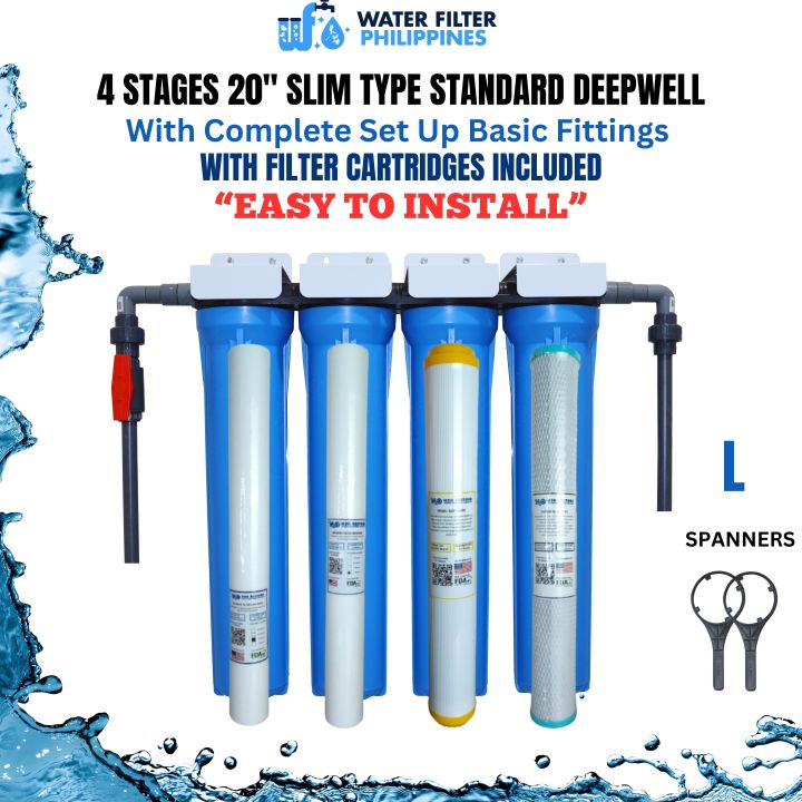 Water Filtration System 4 Stages 20" Slim Type Deepwell Standard Set Up ...