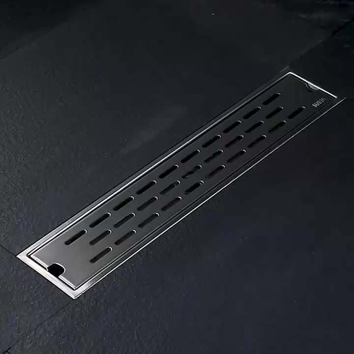 【vrzp】Linear Shower Drain Rectangular Floor Drain with Removable Grill ...
