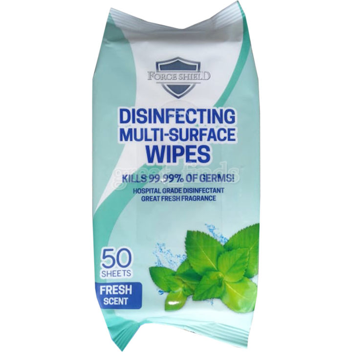 Force Shield Disinfecting Multi-Surface Wipes Fresh Scent 50 Sheets ...