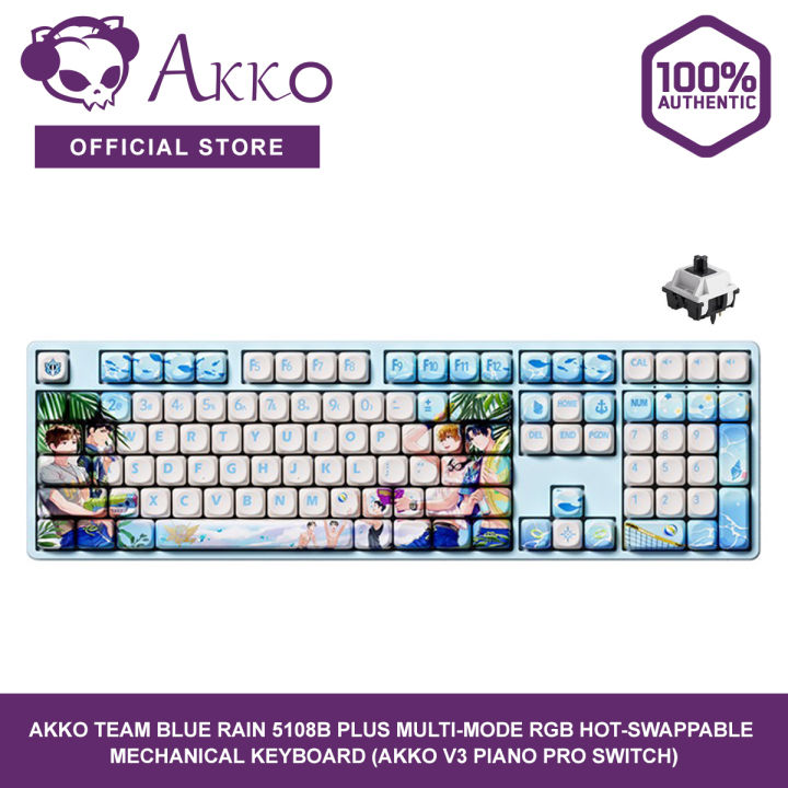Akko Team Blue Rain 5108B Plus Multi-Mode RGB Hot-Swappable Mechanical ...