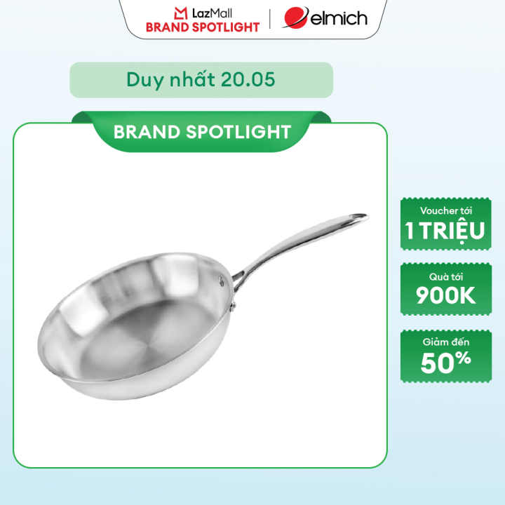 (Chỉ 25-29.05)Chảo inox 3 lớp nguyên khối Elmich Trimax EL-3846 size 26 ...