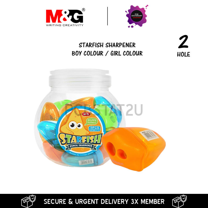 M&G Twin Hole Pencil Sharpener + Soft Grip - 3 Colour Pengorek Pensel ...