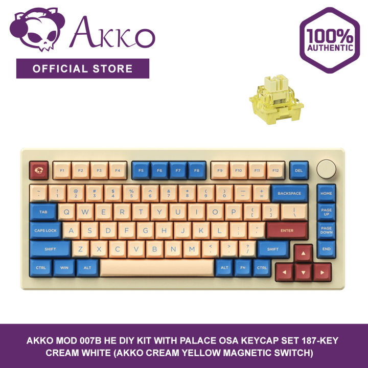 Akko MOD 007B HE DIY Kit With Palace OSA Keycap Set 187-Key Cream White ...