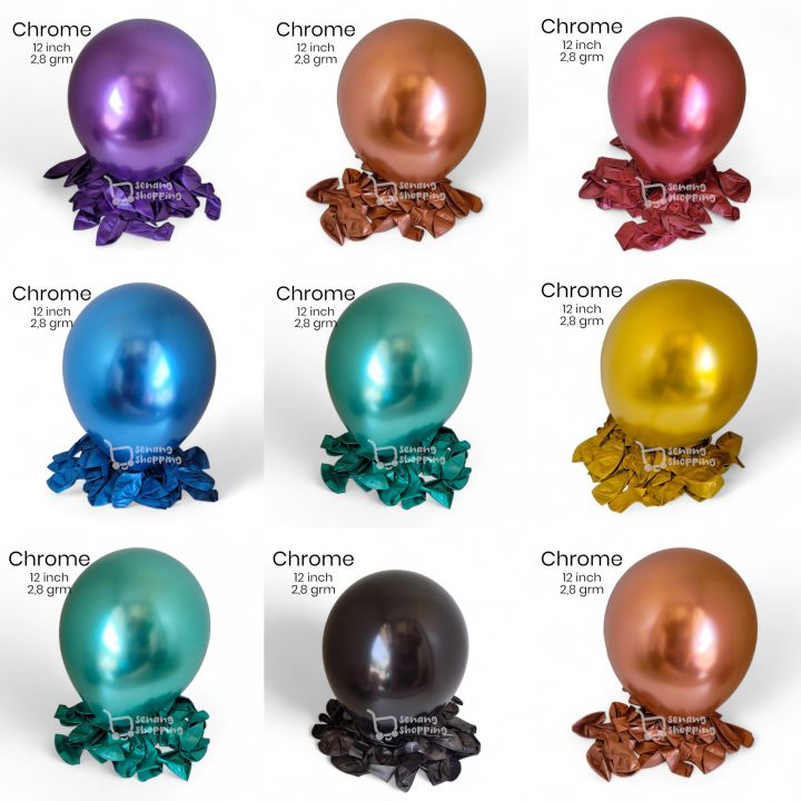GROSIR Balon Chrome 12inch (Isi 50 pcs) / BALON CHROME SHUAIAN / BALON ...
