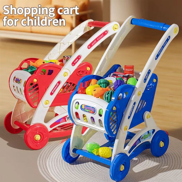 Kids Shopping Cart Trolley Play Set with Pretend Food and Accessories ...