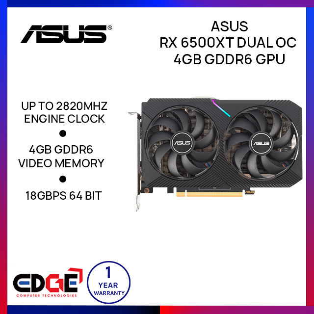 EDGE | ASUS RX 6500XT V2 Dual OC 4GB GDDR6 GPU Graphics Card | Lazada PH