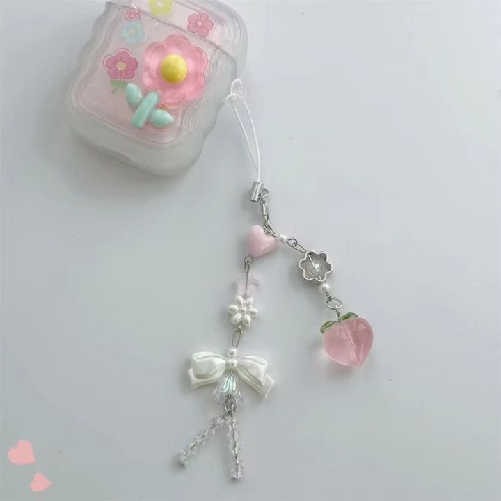 MINIYX Pink Phone Charms Pendant Y2K Peach Kawaii Sweet Girl Keychain ...