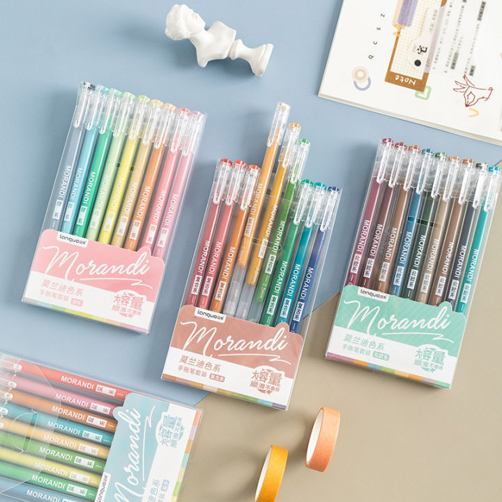 9pcs Morandi Gel Pens Set Multi Color Gel Ink Pens Vintage Marker Liner ...
