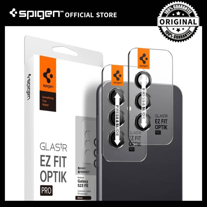 Spigen Galaxy S23 FE Glas.tR EZ Fit Camera Lens Optik Pro Black (2 Pack ...