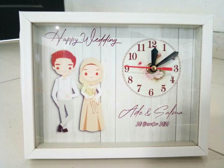 jam meja custom ukuran 20x15cm,bingkai+kaca, bisa pake photo sendiri ...
