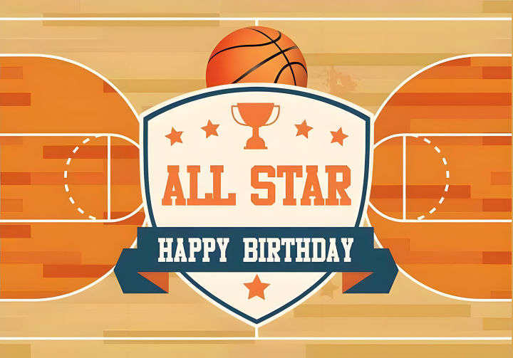 Basketball Theme Happy Birthday Backdrop Banner All Star Basketball ...