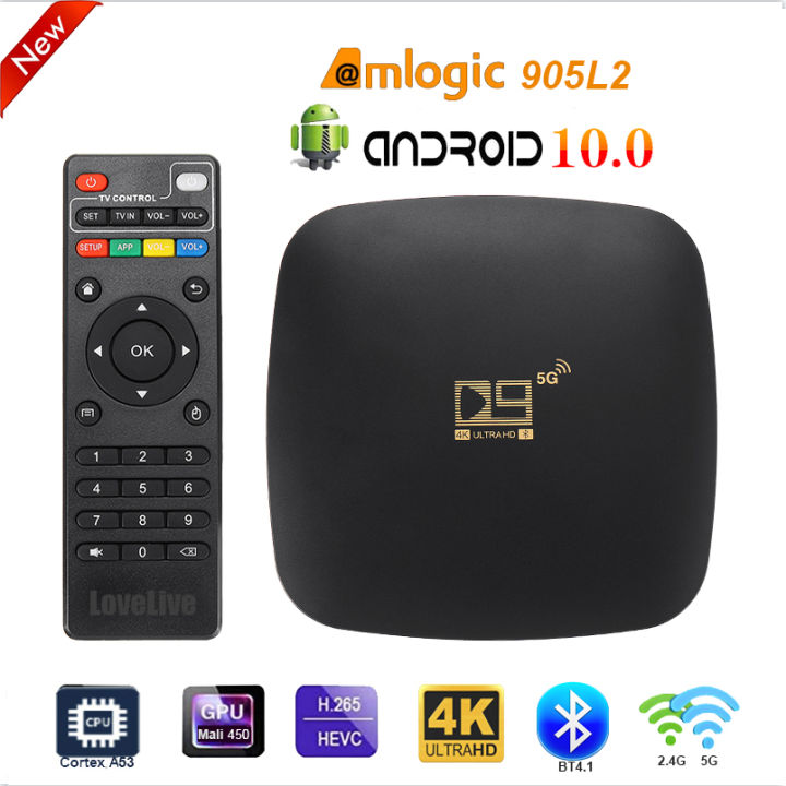 New D9 Android 10.0 TV Box Amlogic S905L2 Quad Core 2.4G&5G Wifi ...