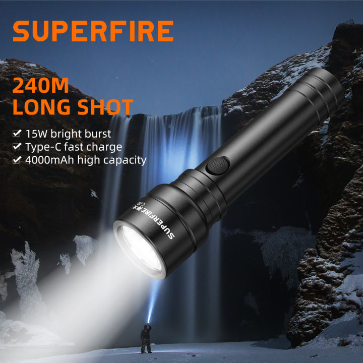 SUPERFIRE C20-T torch light 1000Lm powerful Zoom flashlight high lumen ...