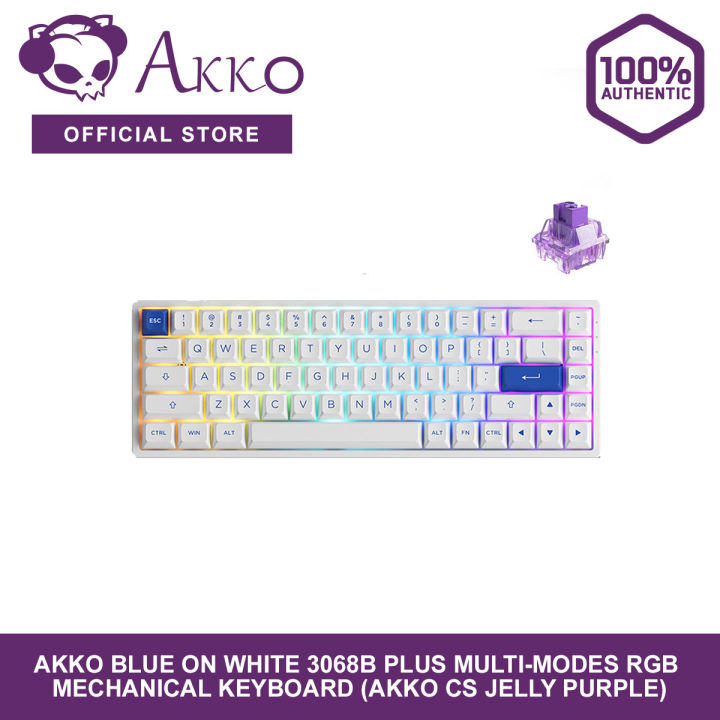 Akko Blue on White 3068B Plus Multi-Modes RGB Mechanical Keyboard (Akko ...