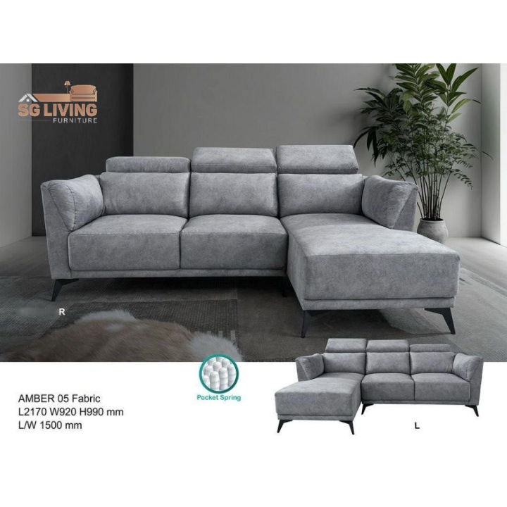 [HIGH Quality ] Modern 2+L Seater Sofa with Adjustable Headrest L Shape ...