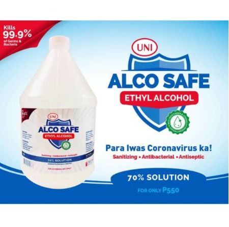 3.2 LITERS (1 GALLON) ALCOSAFE ETHYL ALCOHOL 70% solution (with free ...