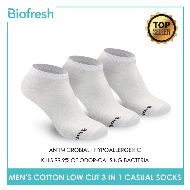Biofresh Men’s Antimicrobial Odor Free Cotton Low Cut Thin Casual Socks ...