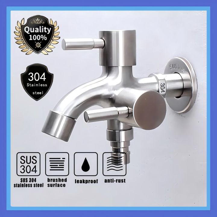 SUS304 Stainless Steel Faucet Two Way valve Faucet 1 in 2 out Head ...