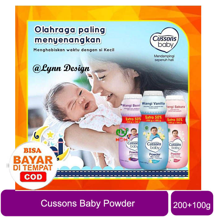 [200+100GR] Cussons Baby Powder 200 Gram | Bedak Bayi Lynn Design ...