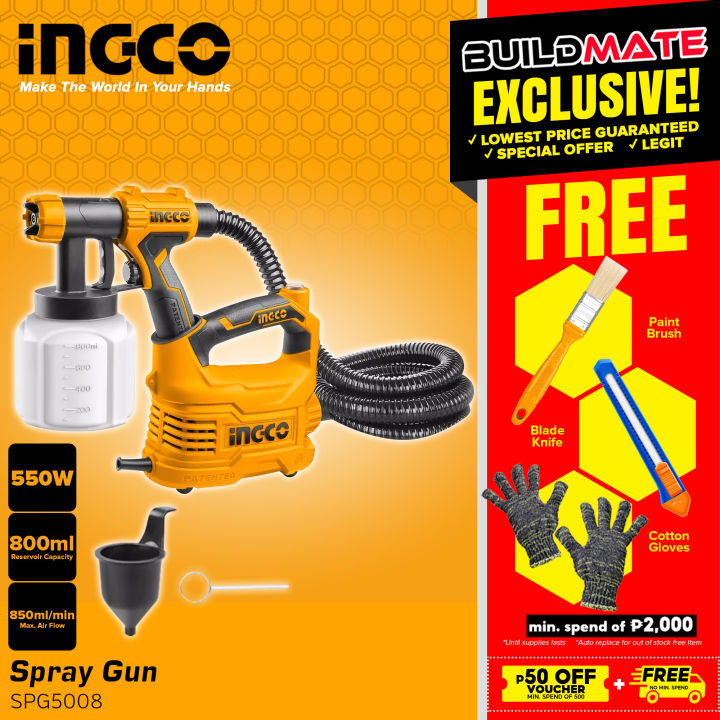 BUILDMATE Ingco Industrial Portable Floor Based HVLP Spray 550W 800ml ...