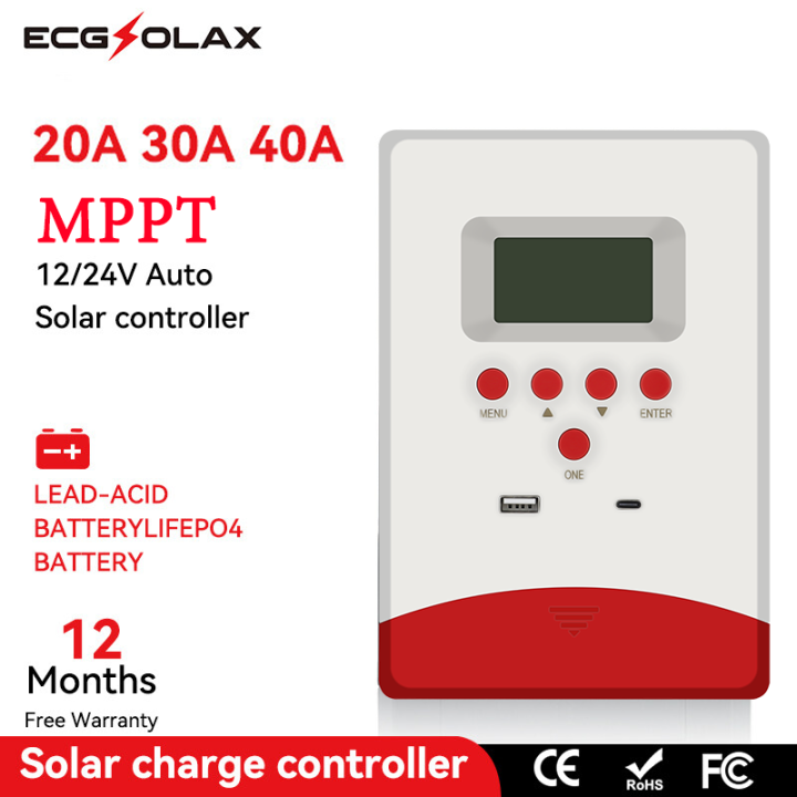 ECGSOLAX MPPT Solar Charge Controller 12V 24V 36V 48V Battery 20A 30A 40A Charge Regulator 60A ...