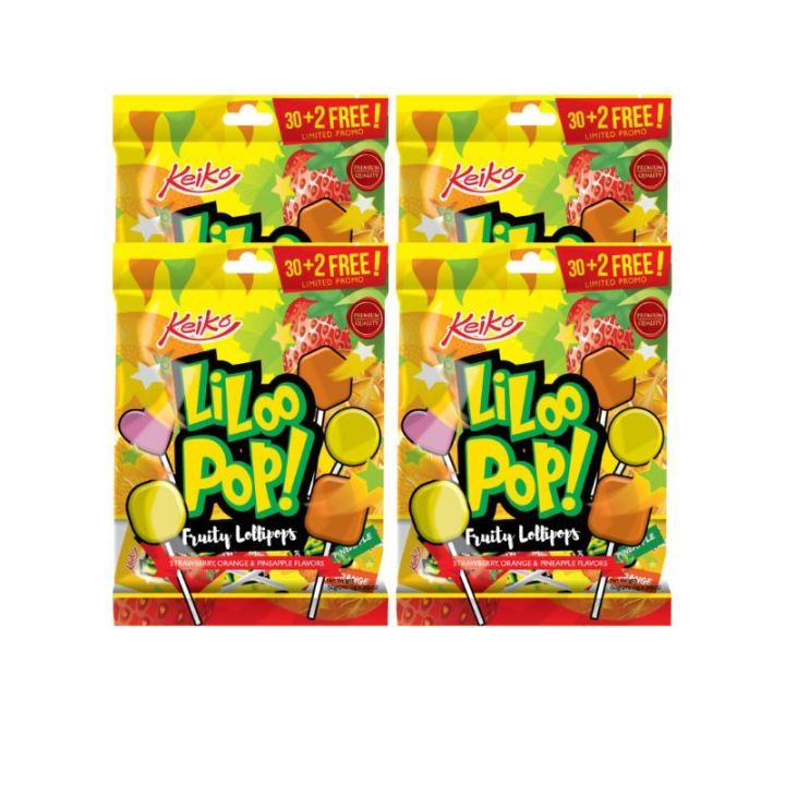 Keiko Liloo Pop! Fruity Lollipops (Strawberry, Orange, Pineapple) 150G ...