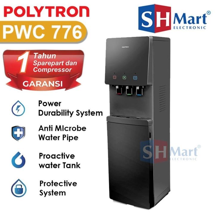 DISPENSER GALON BAWAH POLYTRON PWC-776 / PWC776 HOT NORMAL COOL 3 KRAN ...