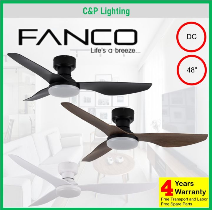 Fanco Hugger 48" DC Ceiling Fan with Optional LED for Low Ceiling ...
