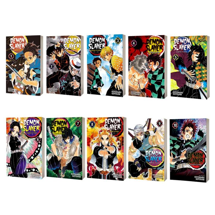 10 Book English Anime Demon Slayer Kimetsu No Vol 1-10 Yaiba Japan ...