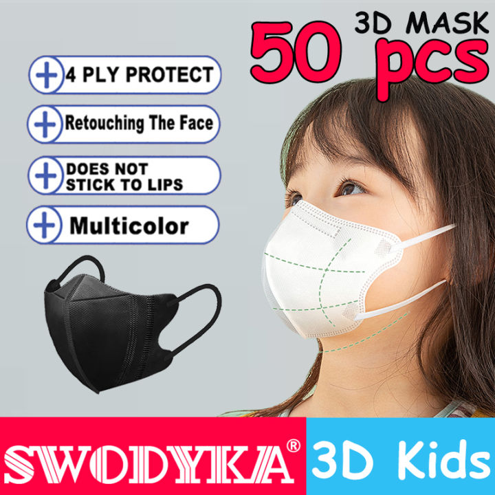 SWODYKA kid mask kn95 50pcs original disposable 3d facemask for kids 3d ...