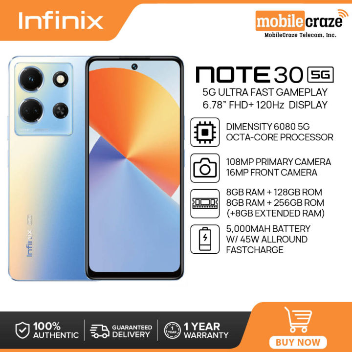 Infinix Note 30 5G Smartphone | 8GB+128GB/8GB+256GB | Dimensity 6080 ...