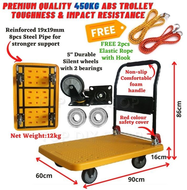 450Kg ABS Trolley Troli Barang Heavy Duty Trolley Foldable Trolly ...