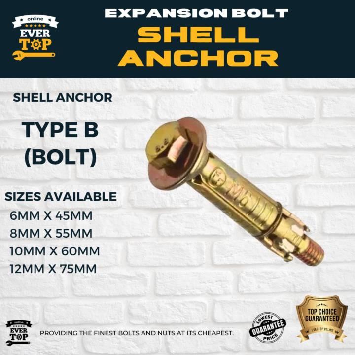 (1pc) Shell Anchor BOLT Type B Expansion Bolt Fix Anchor, SOLD PER PC ...