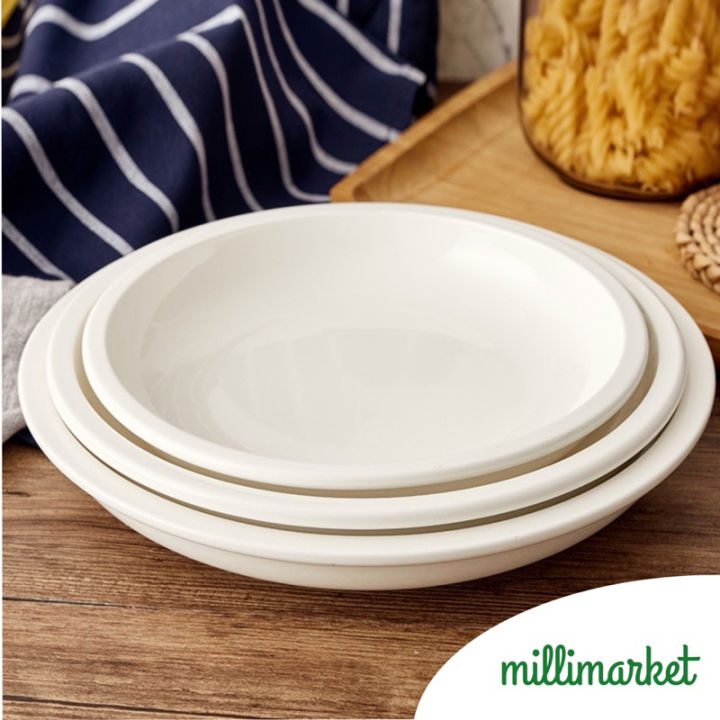 [MILLI] OZA BASIC DEEP PLATE / Piring cekung keramik putih polos ...