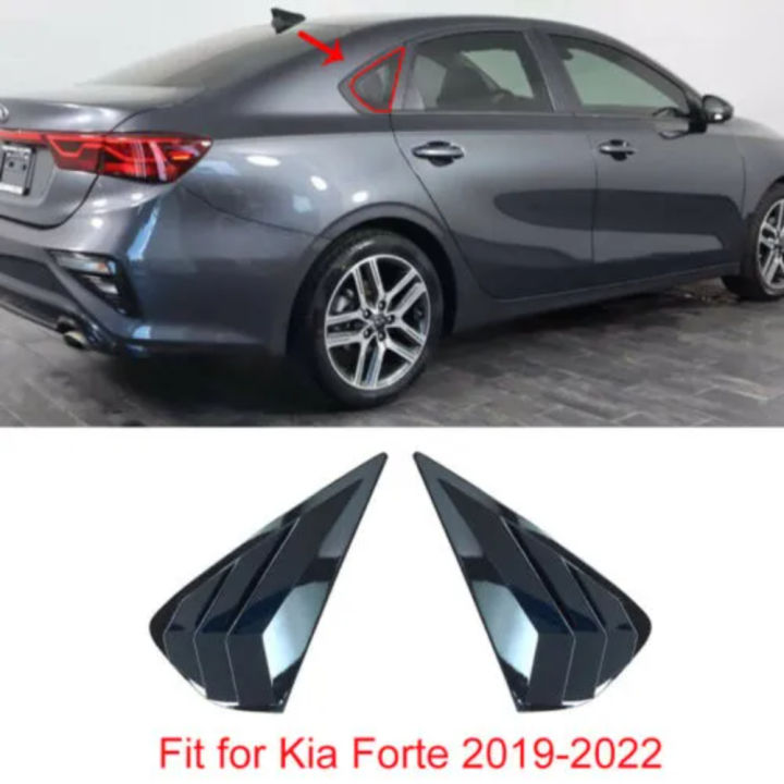 2Pcs Gloss Black / Carbon Fiber Car Side Rear Triangle Window Louver ...