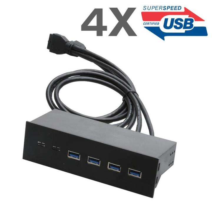4-Port USB 3 5.25" Front Panel Hub for PC High-Speed 5Gbps Non-Powered ...