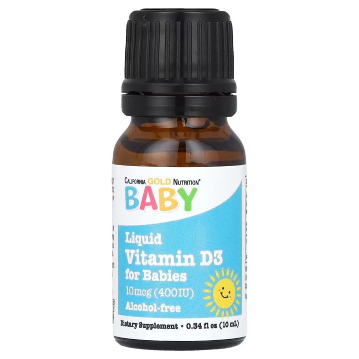 California Gold Nutrition, Baby Vitamin D3 Drops, 10 mcg (400 IU), 0.34 ...