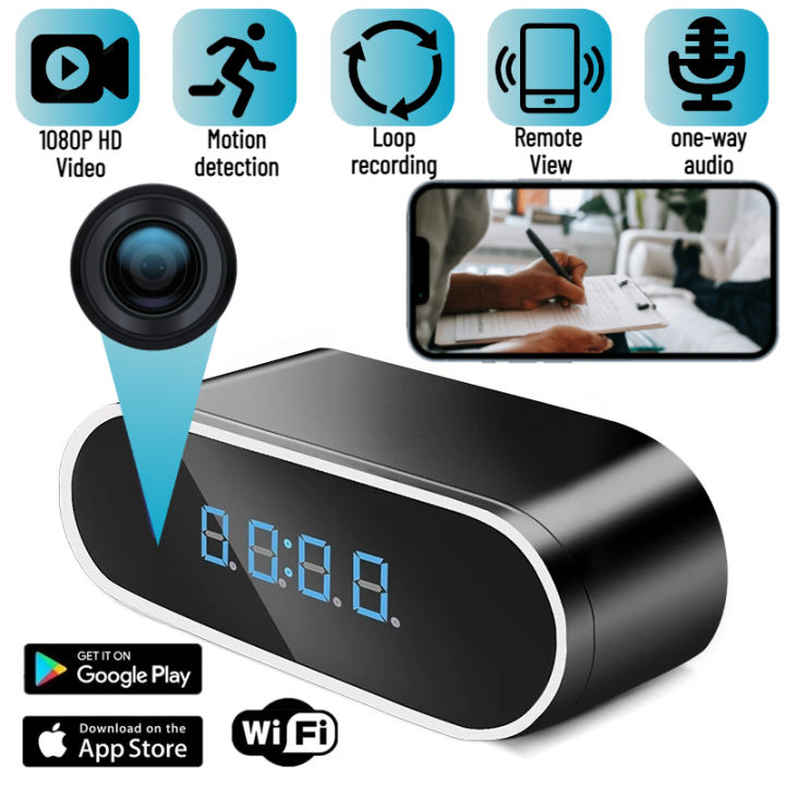 1080P Full HD Mini Alarm Clock Camera Wireless WiFi IP Mini Camera ...