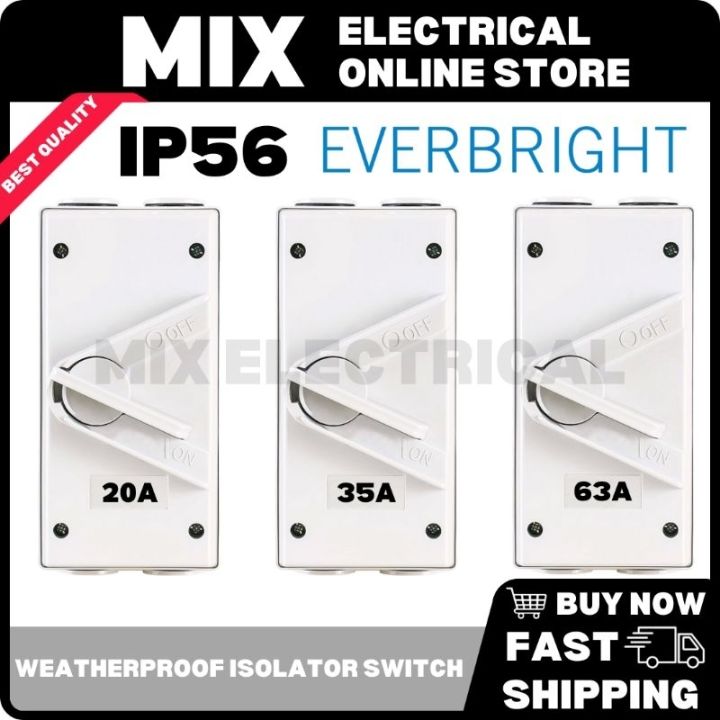 IP56 20A / 35A / 63A Weatherproof Isolator Switch Weatherproof Surface Switch / Outdoor Weather ...