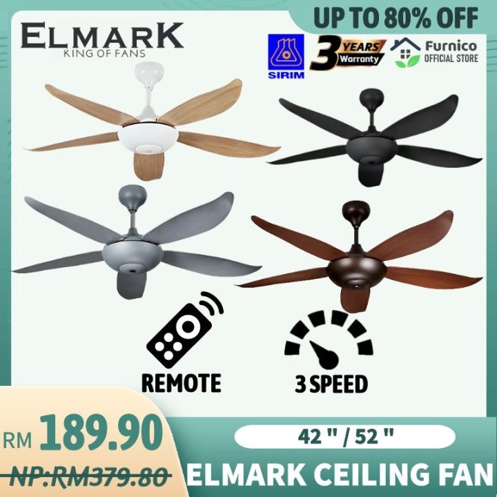 Elmark 52" / 42" ABS Blade Ceiling Fan Kipas Siling Ceiling Fan with ...