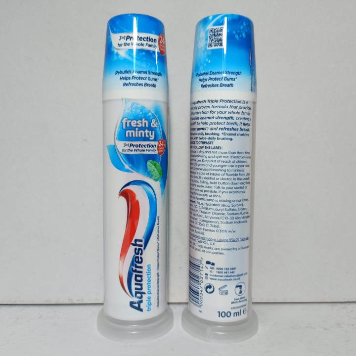 Aquafresh Triple Protection Fresh & Minty Pump Toothpaste 100mL | Lazada PH
