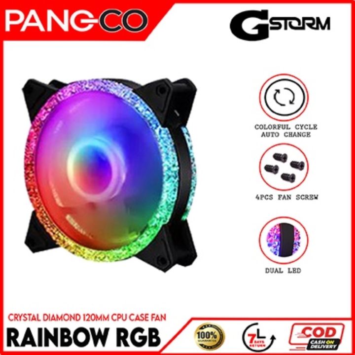 Gstorm Crystal Diamond Rainbow RGB Led fan 120mm PC CPU Computer Case ...