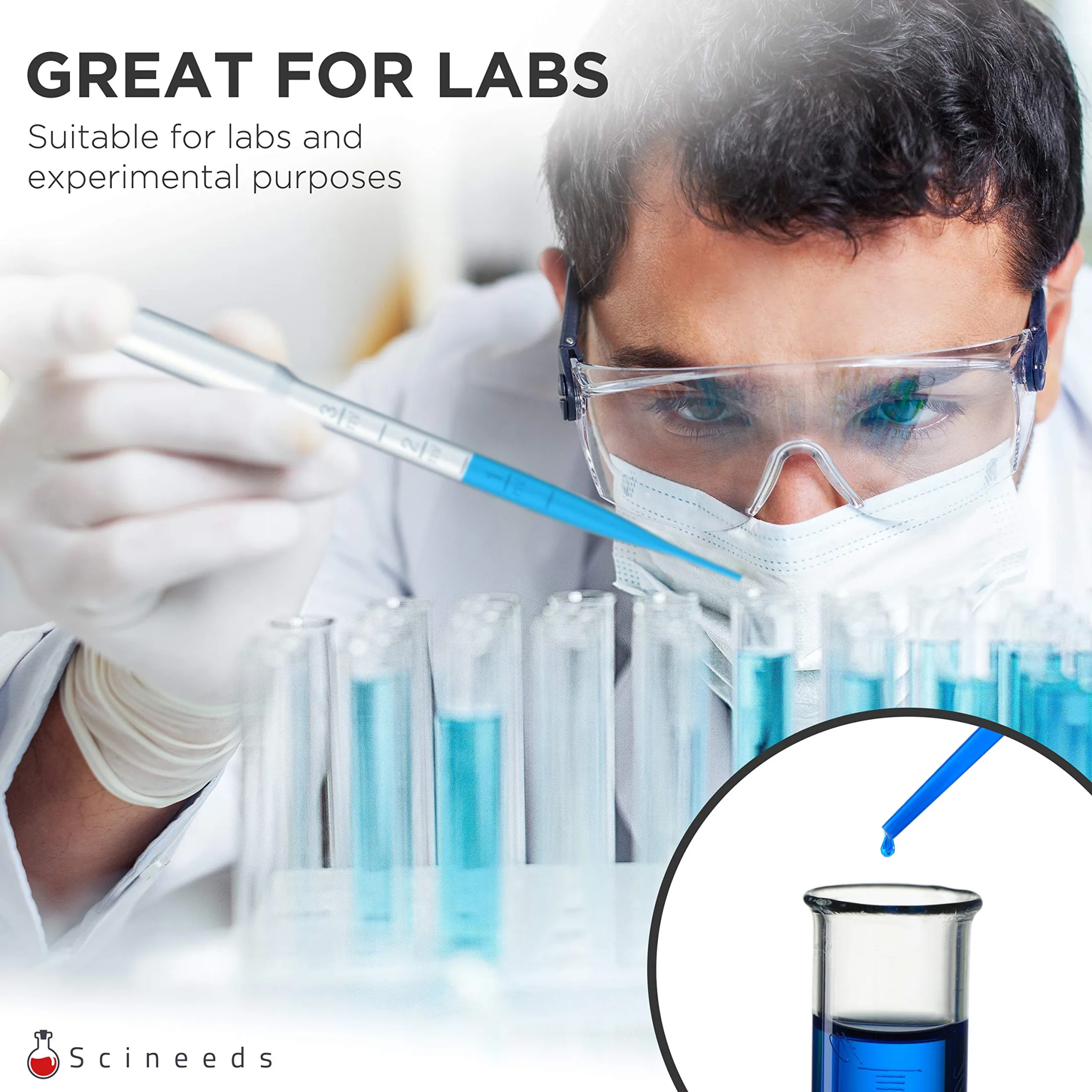 100PCS 2ml/3ml Plastic Dropper Laboratory Pipette Disposable Graduated ...