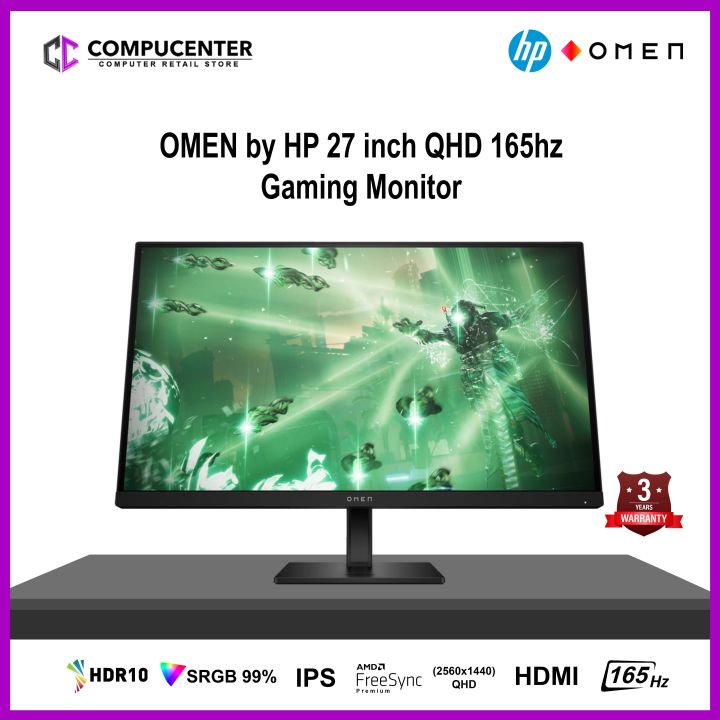 HP OMEN 27 inch QHD (2560 x 1440) 165Hz IPS - AMD Freesync - Gaming ...