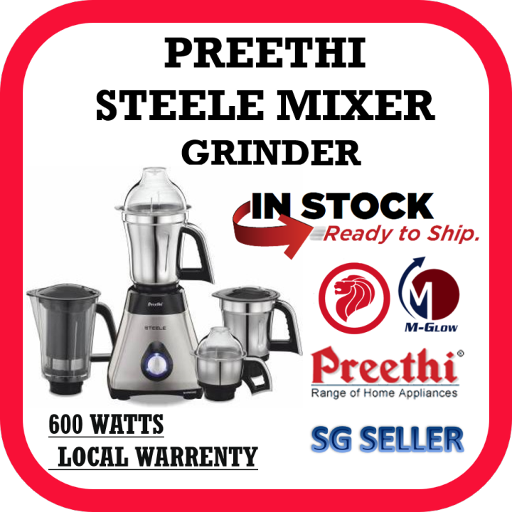 Preethi Steele Plus 600W / 700W Mixer Grinder with Super Extractor ...