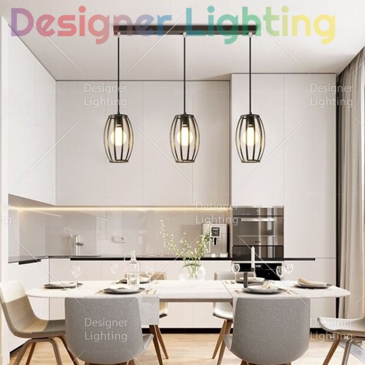 Designer Lighting [Long Based] Hanging Light Set with LED Bulb Set of 3 ...